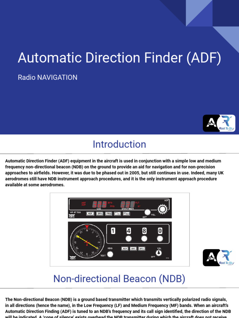 Automatic Direction Finder (ADF) | PDF | Antenna (Radio) | Radio Technology