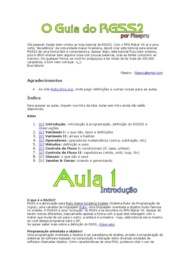 Apostila de RGSS2 | Download grátis PDF | Estrutura de dados de matriz ...