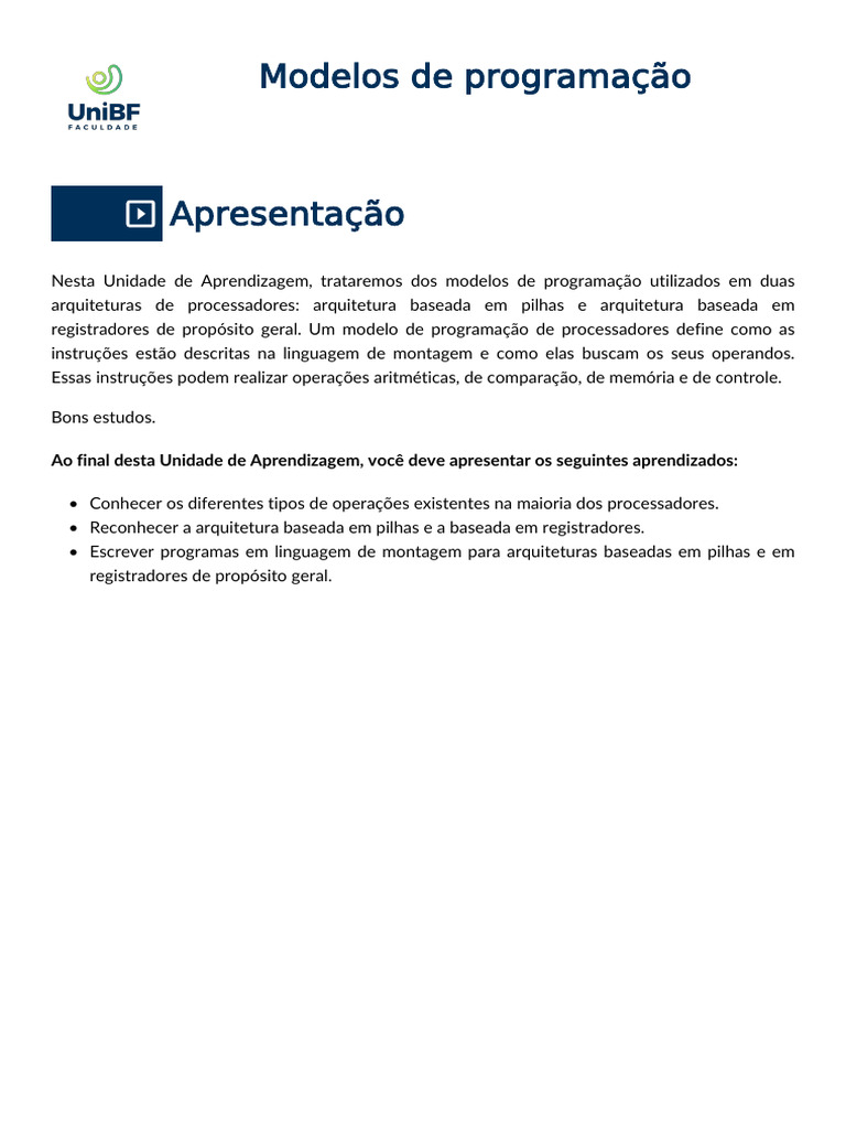 Modelos de programação | PDF | Unidade central de processamento ...