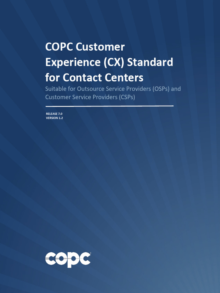 COPC 2021 CX Standard For Contact Centers Release 7.0 | PDF | Customer Experience | Call Centre