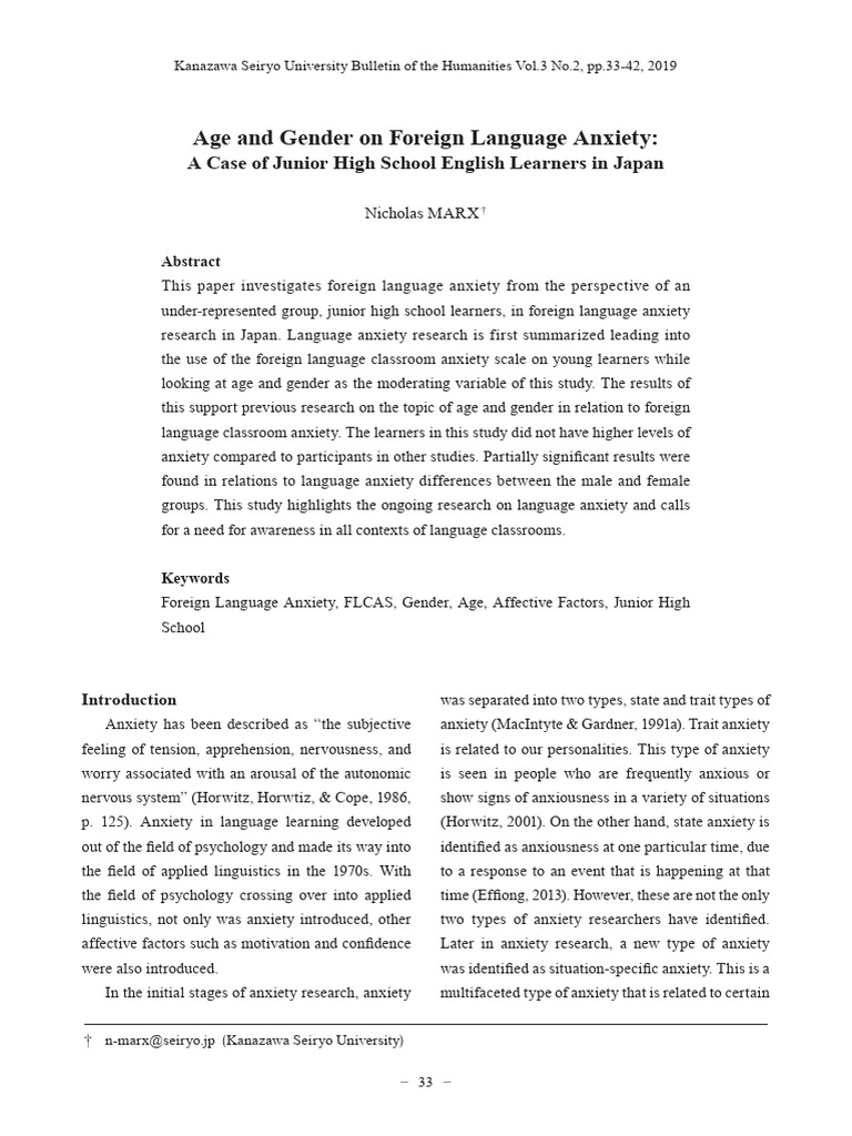 02 Marx | PDF | Second Language Acquisition | Anxiety