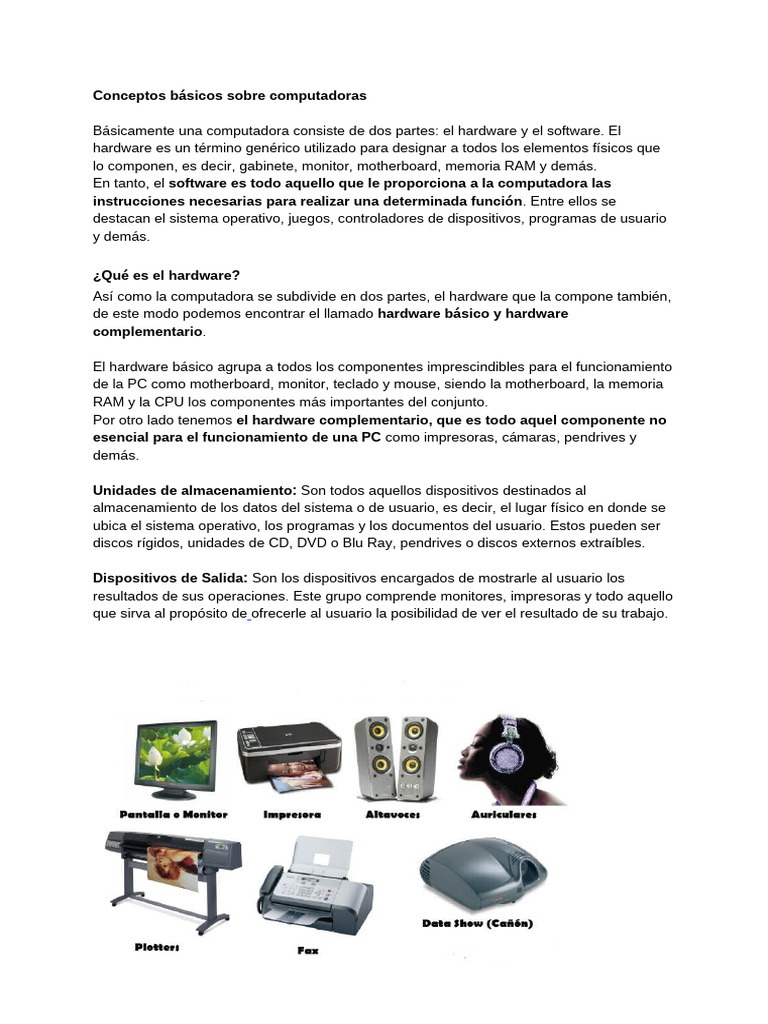 Conceptos Basicos | PDF | Hardware de la computadora | Procesador de textos