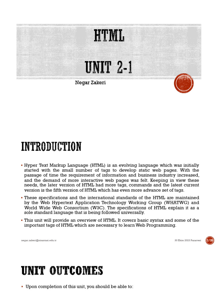 Introwebprogramming Unit2 1 | PDF | Html | Html Element