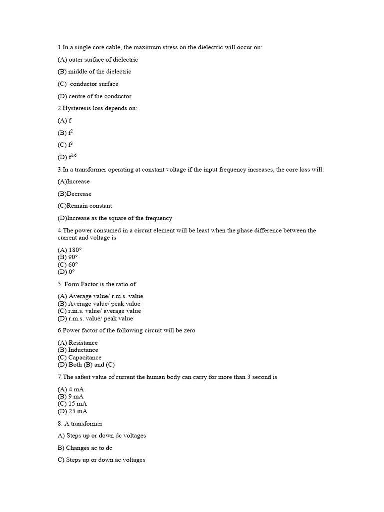 Basic Electrical Engineering Q&A Bank | PDF | Transformer | Electric Motor