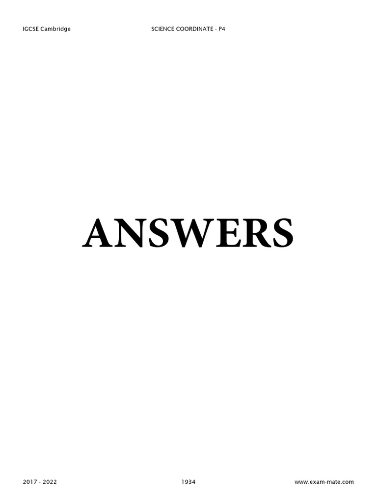 IGCSE Coordinated Science P4 Answers 2017-2022 | PDF | Chemical ...