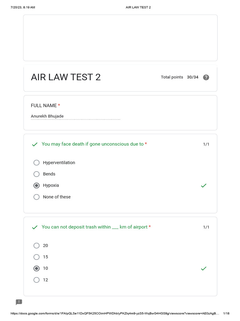 Air Law Test 2 | PDF | Blood | Blood Cell
