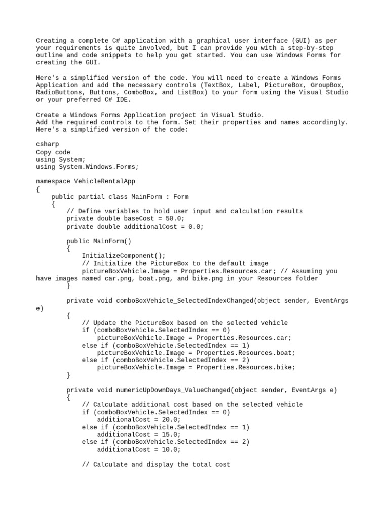 Creating A Complete C Application Pdf C Sharp Programming Language Window Computing