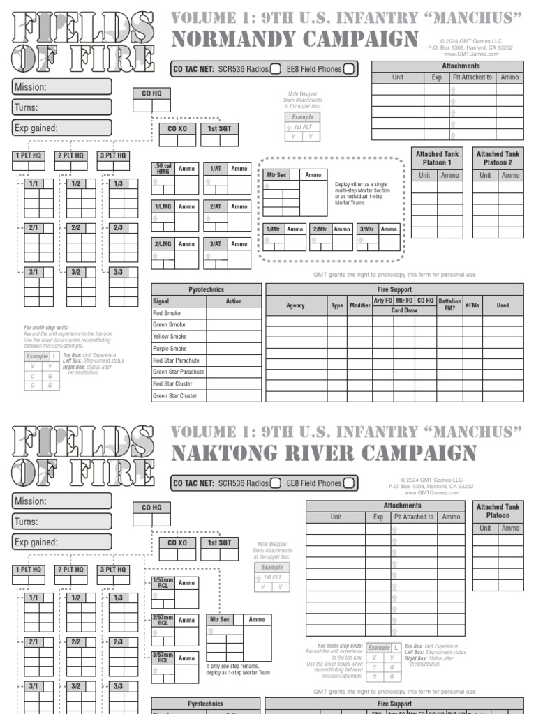FoF Deluxe Logsheets Jan2024 | PDF | Platoon | Battalion