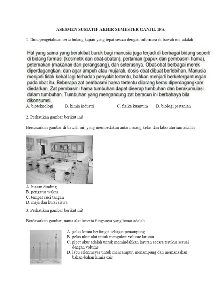 Asesmen Sumatif Akhir Semester Ganjil Ipa 7 | PDF | Metode & Bahan Ajar | Sains & Matematika