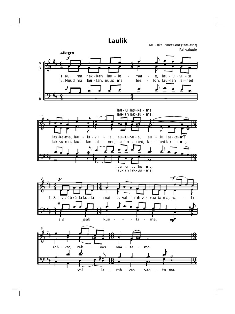 Mart Saar Laulik | PDF