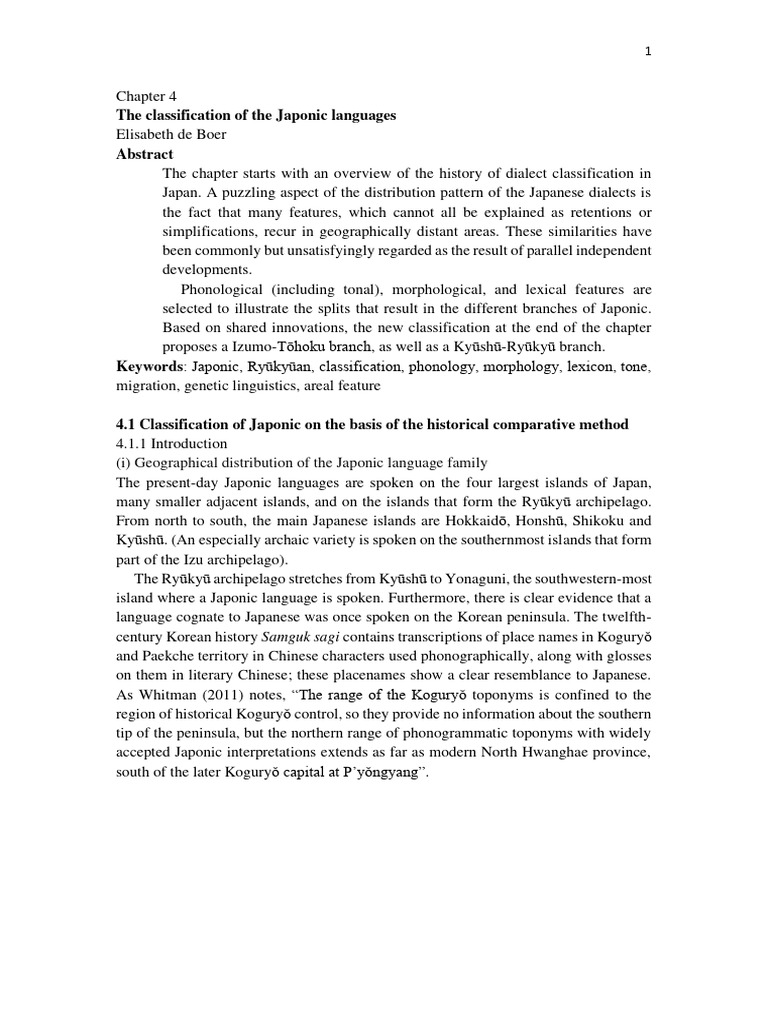 The classification of the Japonic languages (2020) | PDF | Tone ...