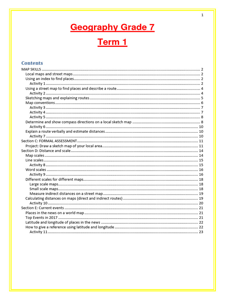 Grade-7-Geography-Term-1 - Test | PDF