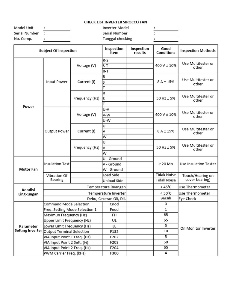 Check List Inverter | Download Free PDF | Power Inverter | Electric Power