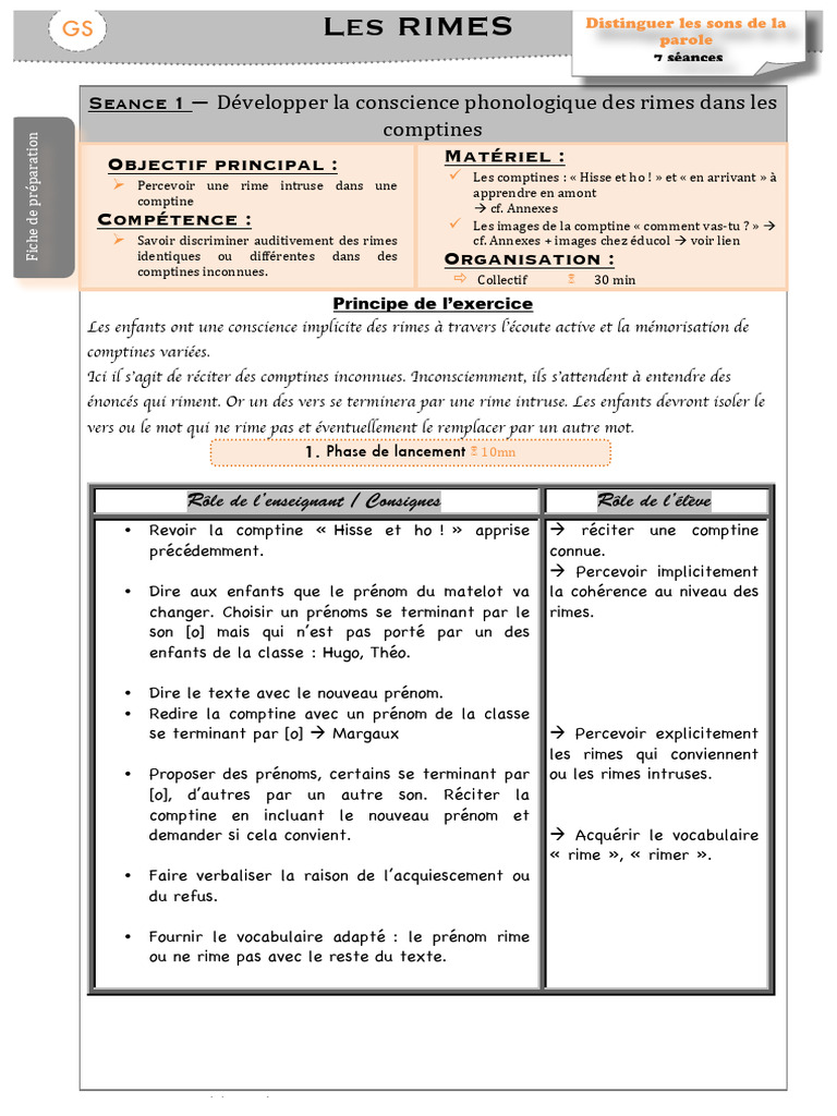 Activités de rimes en grande section | PDF | Poétique (discipline ...