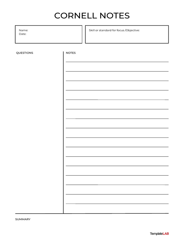Cornell Notes Template for Students | PDF | Technology & Engineering