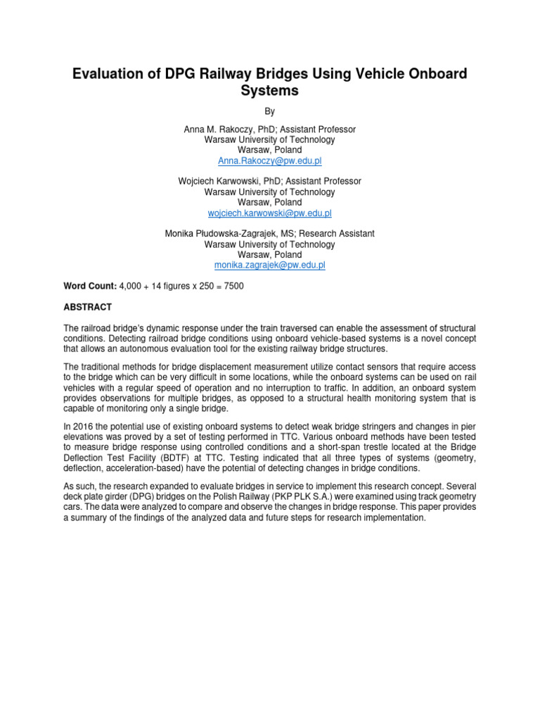 Evaluation of DPG Railway Bridges Using Vehicle Onboard Systems | PDF | Bridge | Waves