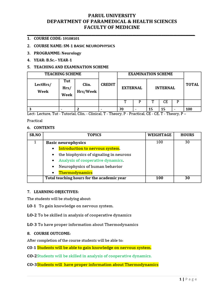 SM-1-Basic Neuro Physics | PDF | Medical School | Nervous System