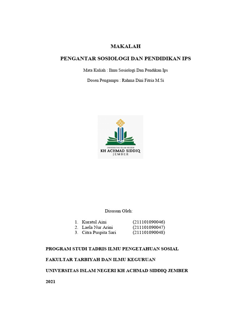 Makalah Sosiologi K.1 | PDF | Sains & Matematika