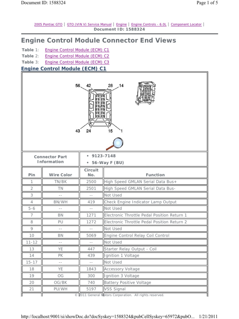 Engine Control Module Connector End Views | PDF | Ignition System | Relay
