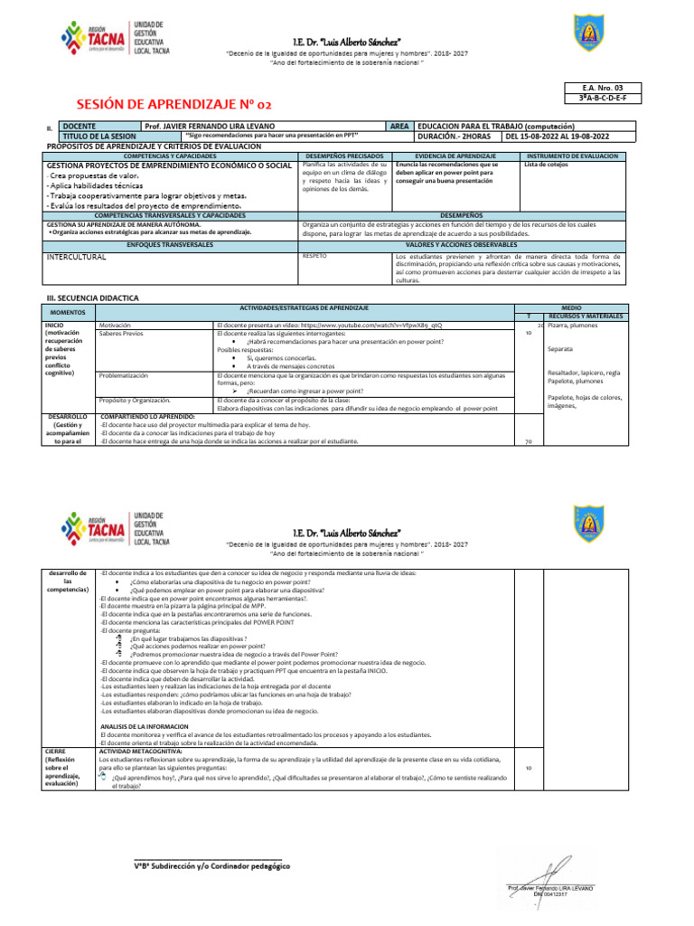 Sesion de Aprendizaje - 3ro - 2022 - Las - Iiibim - 01 | PDF | Evaluación | Aprendizaje