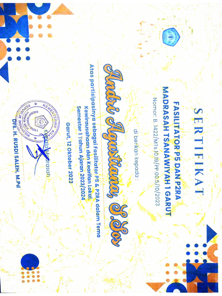 Sertifikat Fasilitator P5 &P2RA | PDF
