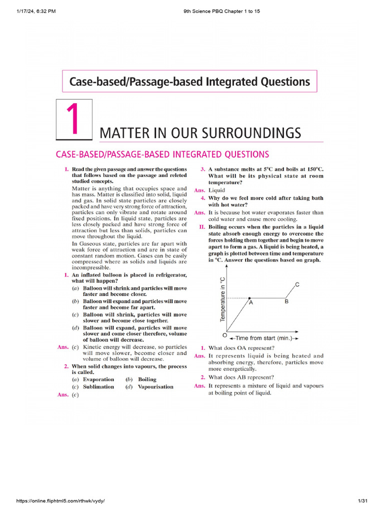 9th Science PBQ Chapter 1 To 15 | PDF