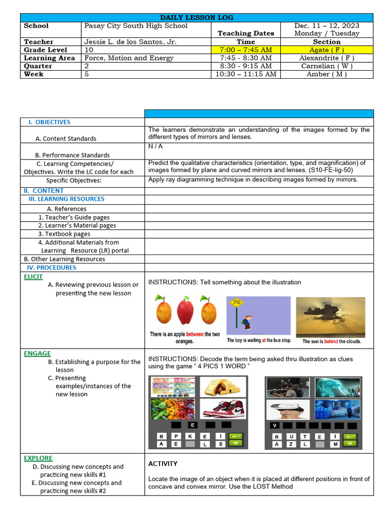 Lesson on Mirrors and Lenses | PDF | Mirror | Optics