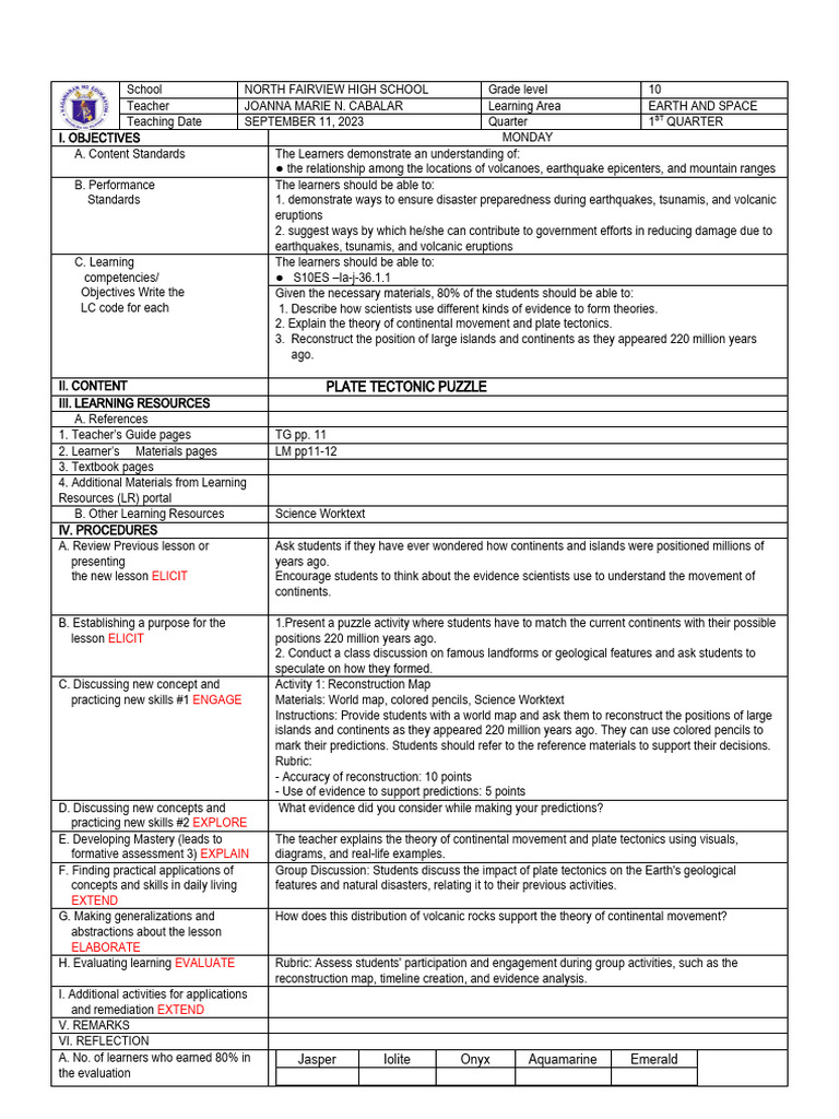 Lesson Plan Earth Sci | PDF
