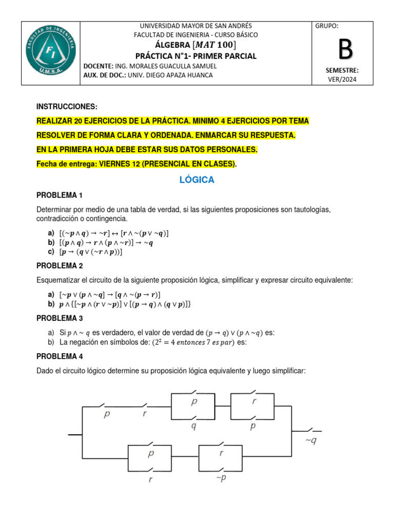Práctica N°1 | PDF | Proposición | Matemáticas