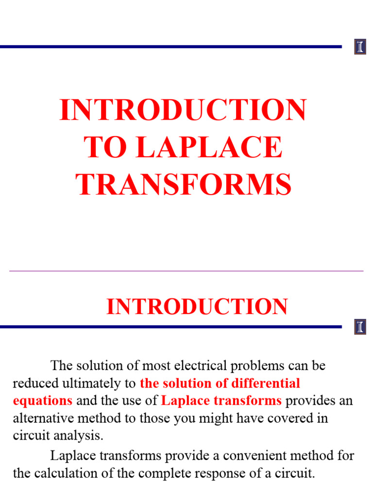 Introduction To Laplace Transformations | PDF | Teaching Methods & Materials | Science & Mathematics
