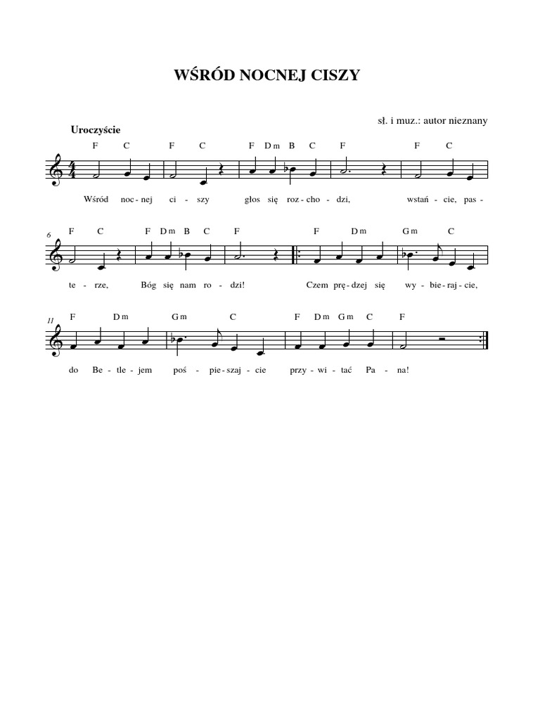 Wśród Nocnej Ciszy (Nuty) | PDF