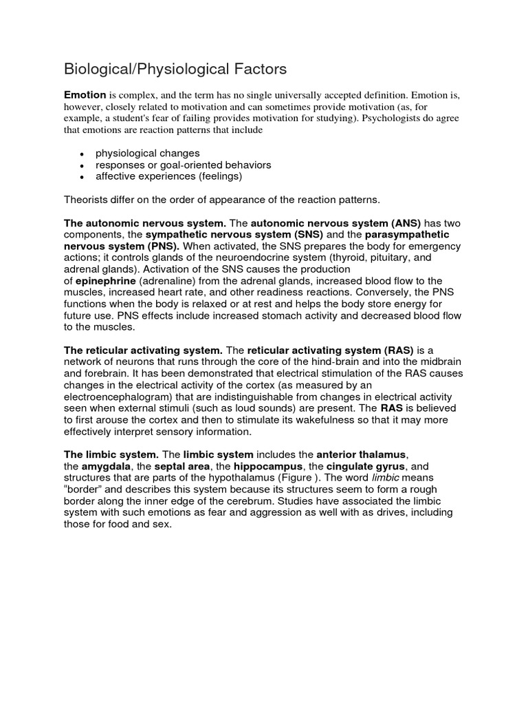 Biological or Physiological Factors | PDF