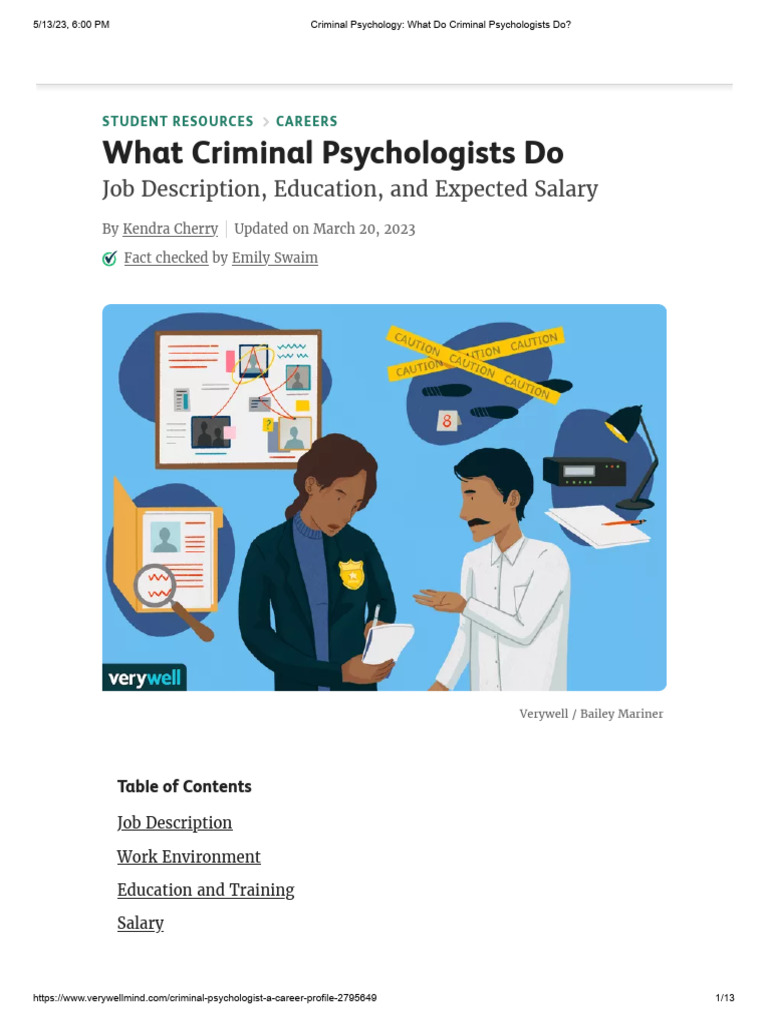 Criminal Psychology - What Do Criminal Psychologists Do | PDF ...