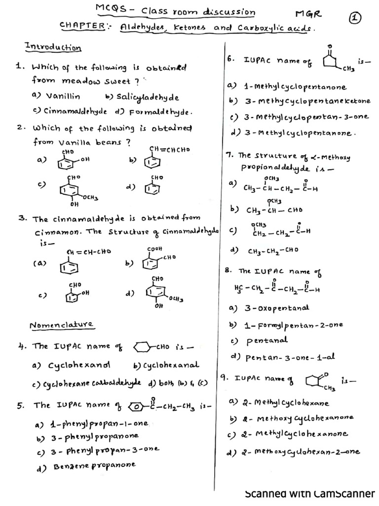 Aldehydes, MCQS, Class Room, Siri | PDF