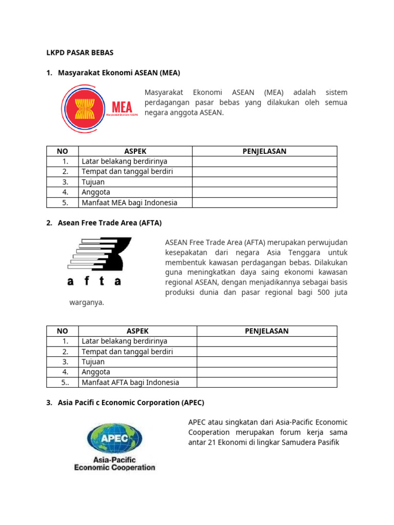 LKPD 9 Pasar Bebas | PDF