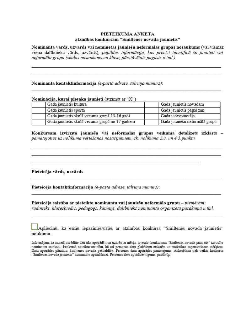 Pieteikuma Anketa 1 2 | PDF