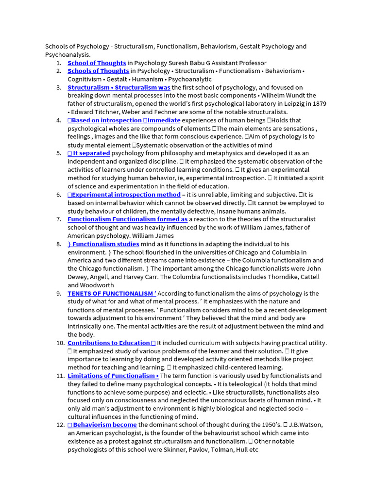 Schools of Psychology | PDF | Psychology | Id