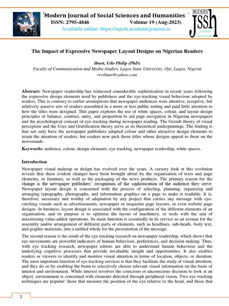 The Impact of Expressive Newspaper Layout Designs On Nigerian Readers | PDF