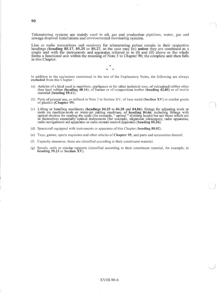 WCO General Explanatory Notes Chapter 90 | PDF
