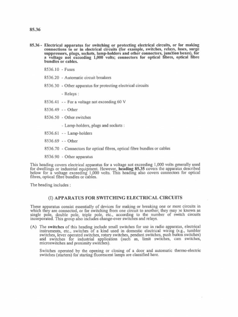 WCO Explanatory Notes 8535, 8536, 8537 and 9028 | PDF