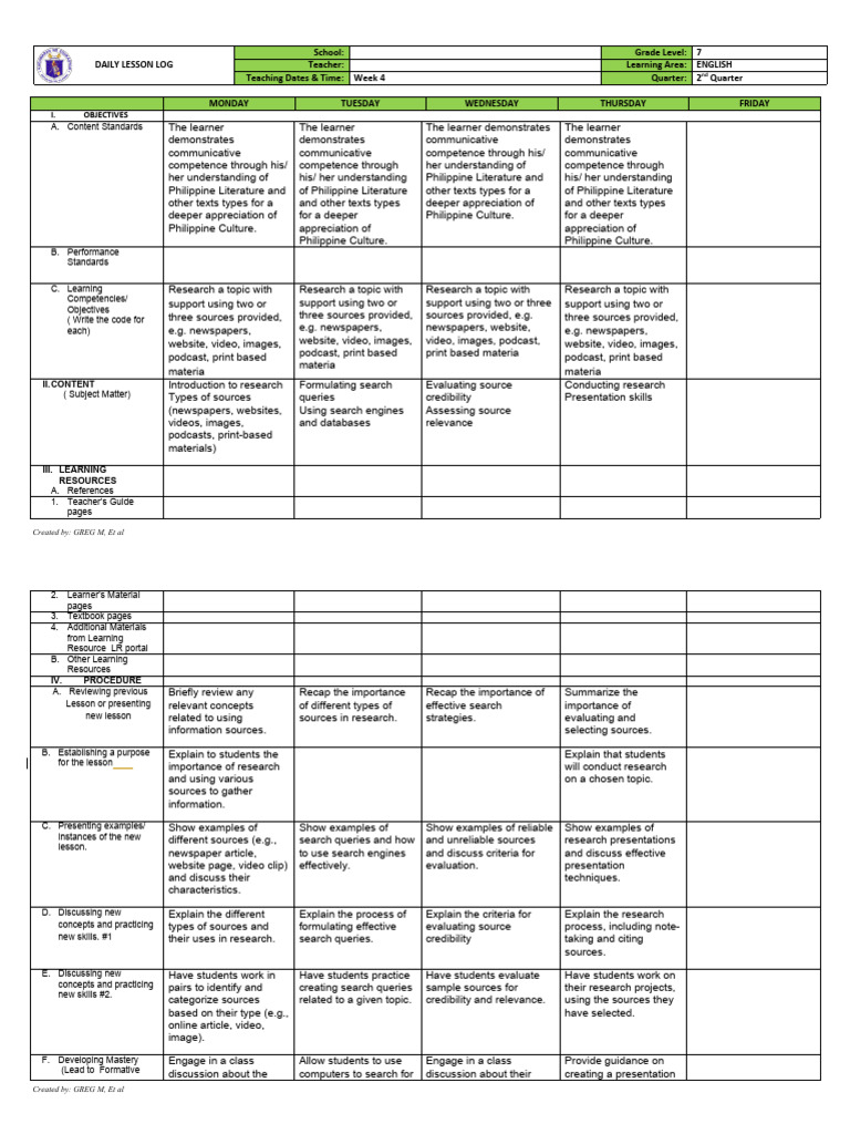 English7 Q2 WK4 Done | PDF | Information | Cognition