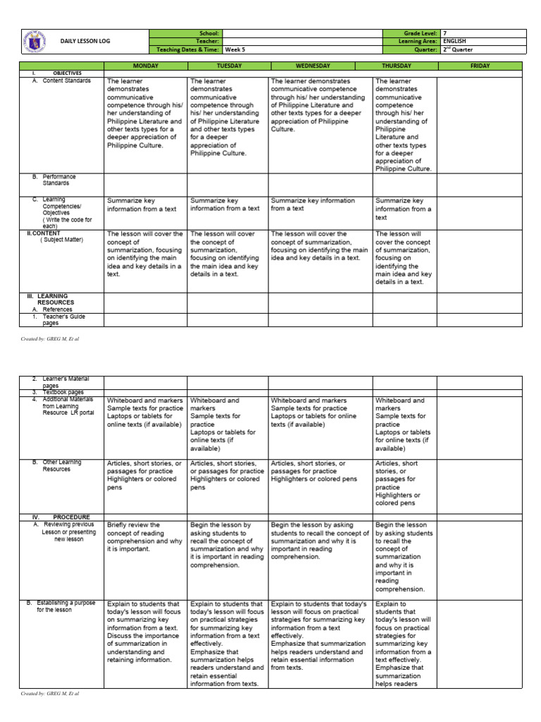 English7 Q2 WK5 Done | PDF | Human Communication | Cognitive Science