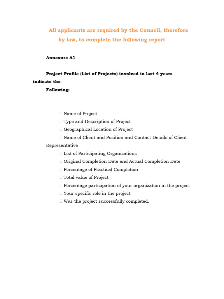 Project Profile Report: Annexure A1 | PDF