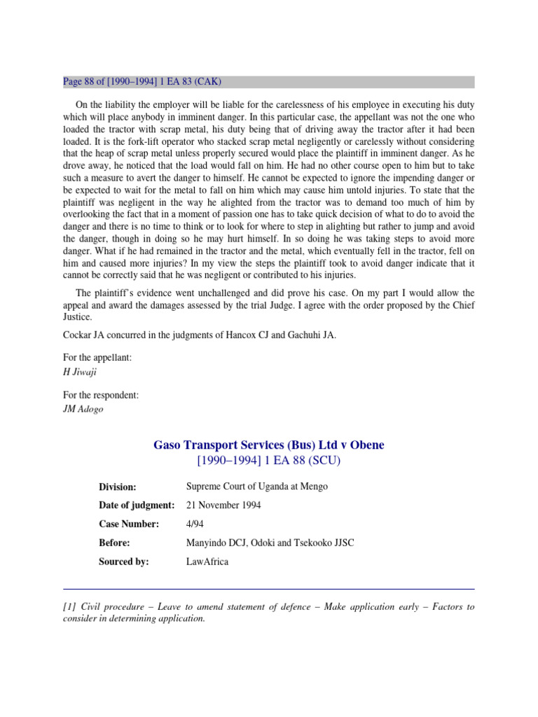 Gaso Transport Services V Obene Ealr 1990-1994 Ea 88 | PDF | Lawsuit ...
