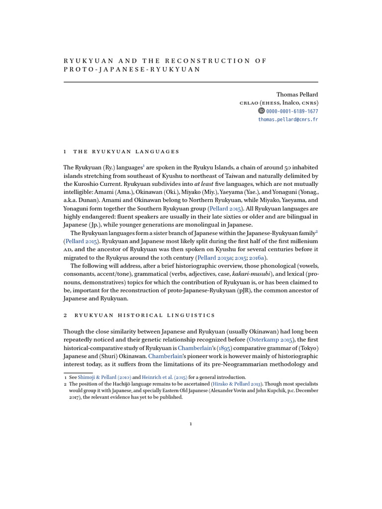 Ryukyuan and The Reconstruction of proto-Japanese-Ryukyuan (2023) | PDF ...
