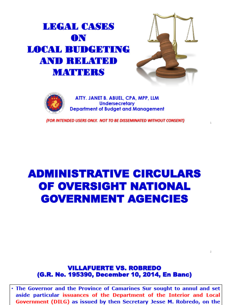 4 - Legal Cases On Local Budgeting With Facts | PDF | Quorum | Budget