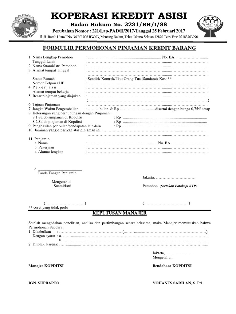 Form Dan Surat Perjanjian Pinjaman BARANG DIBAWAH 20JT | PDF | Bisnis ...