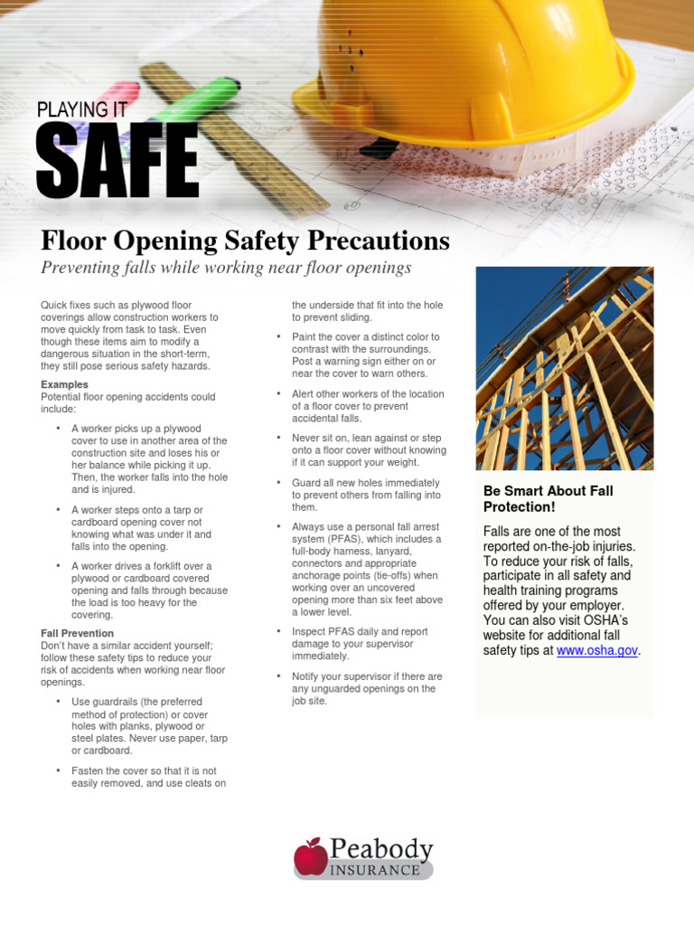 Floor Opening Safety Guidelines | PDF | Safety | Occupational Safety ...