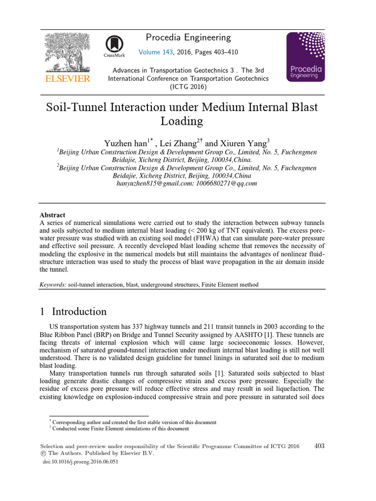 Soil-Tunnel Interaction Under Medium Internal Blast Loading | PDF | Civil Engineering | Engineering