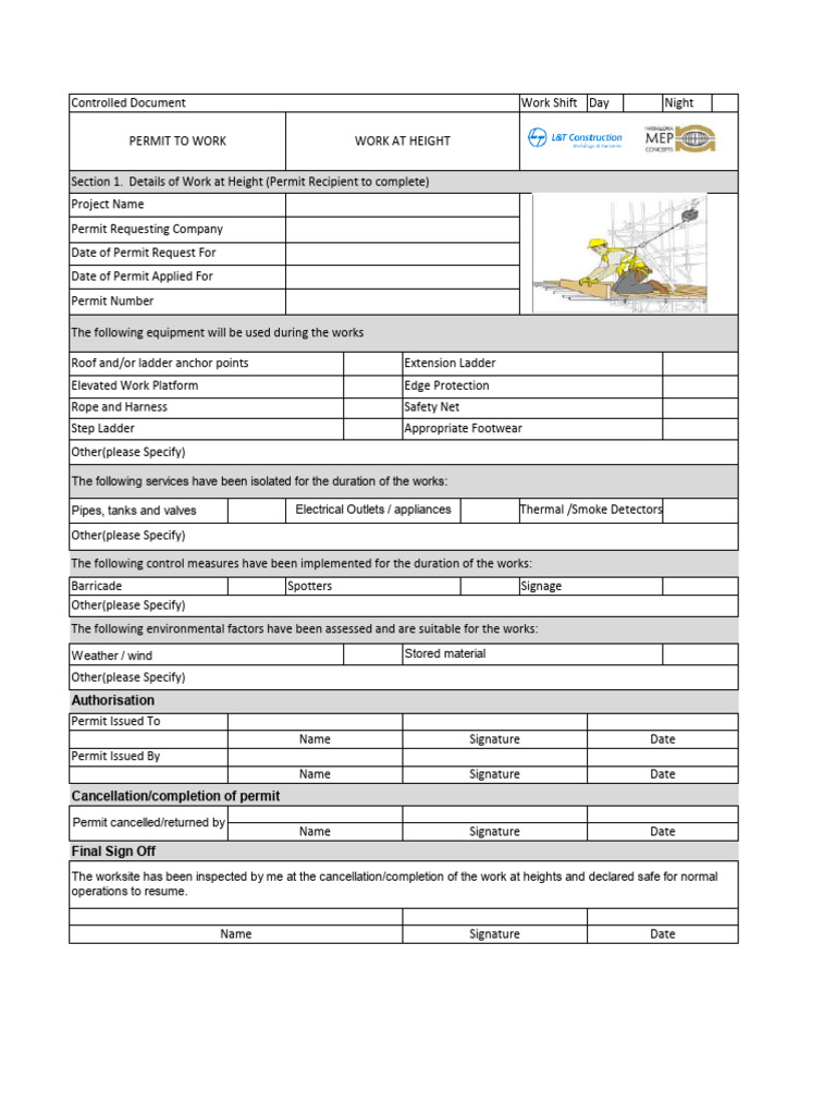 Work Permit-Work at Height | PDF